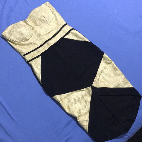 Madrag | Dresses | New Madrag Bright Gold And Black Dress | Poshmark